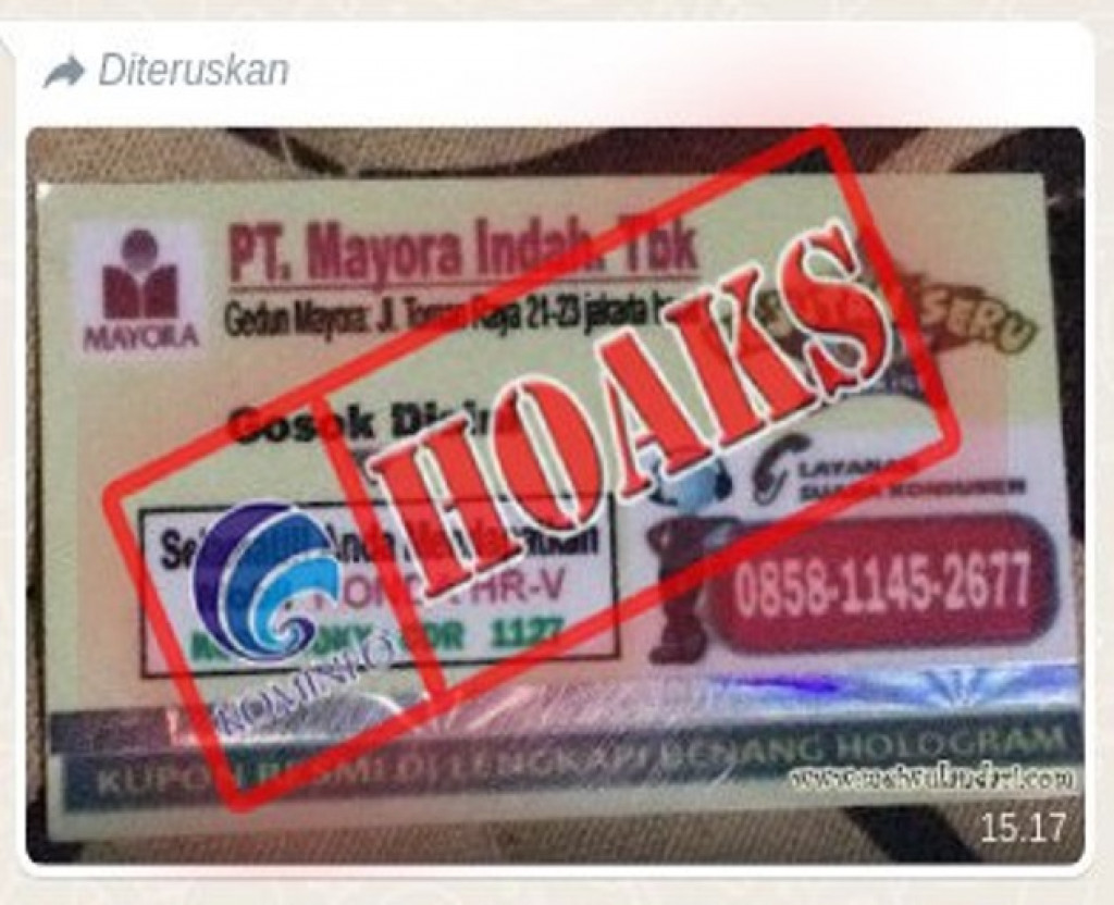 [HOAKS] Kupon Undian Berhadiah Mobil dari PT Mayora Indah | Infohoax Badung